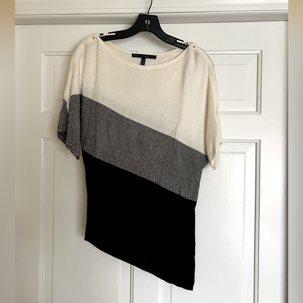 Whbm Bias Cut, Color Block, Slit Shoulder, Short Slee… - Gem